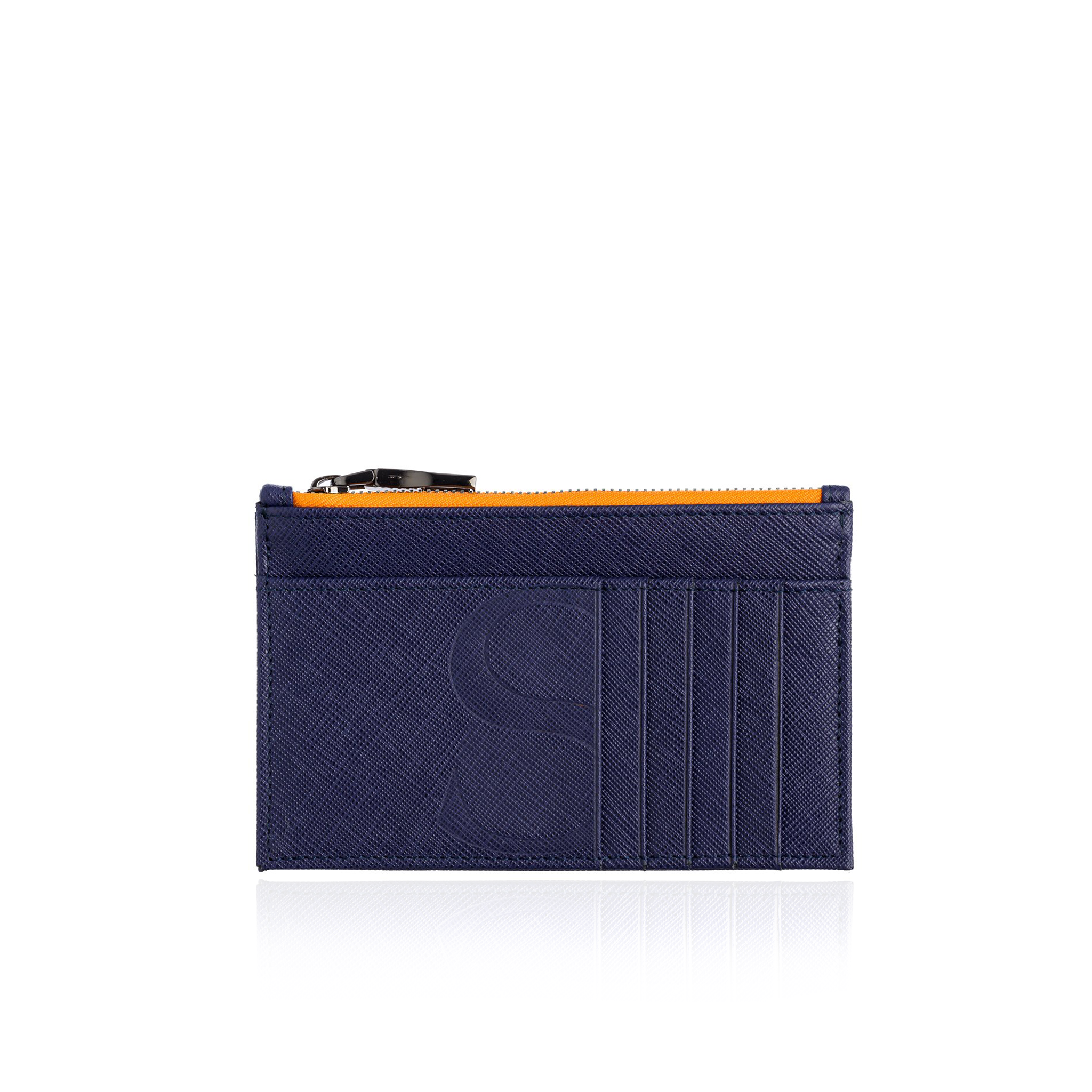 Credit Card Zip Pouch in Blue Textured Leather – Sazingg
