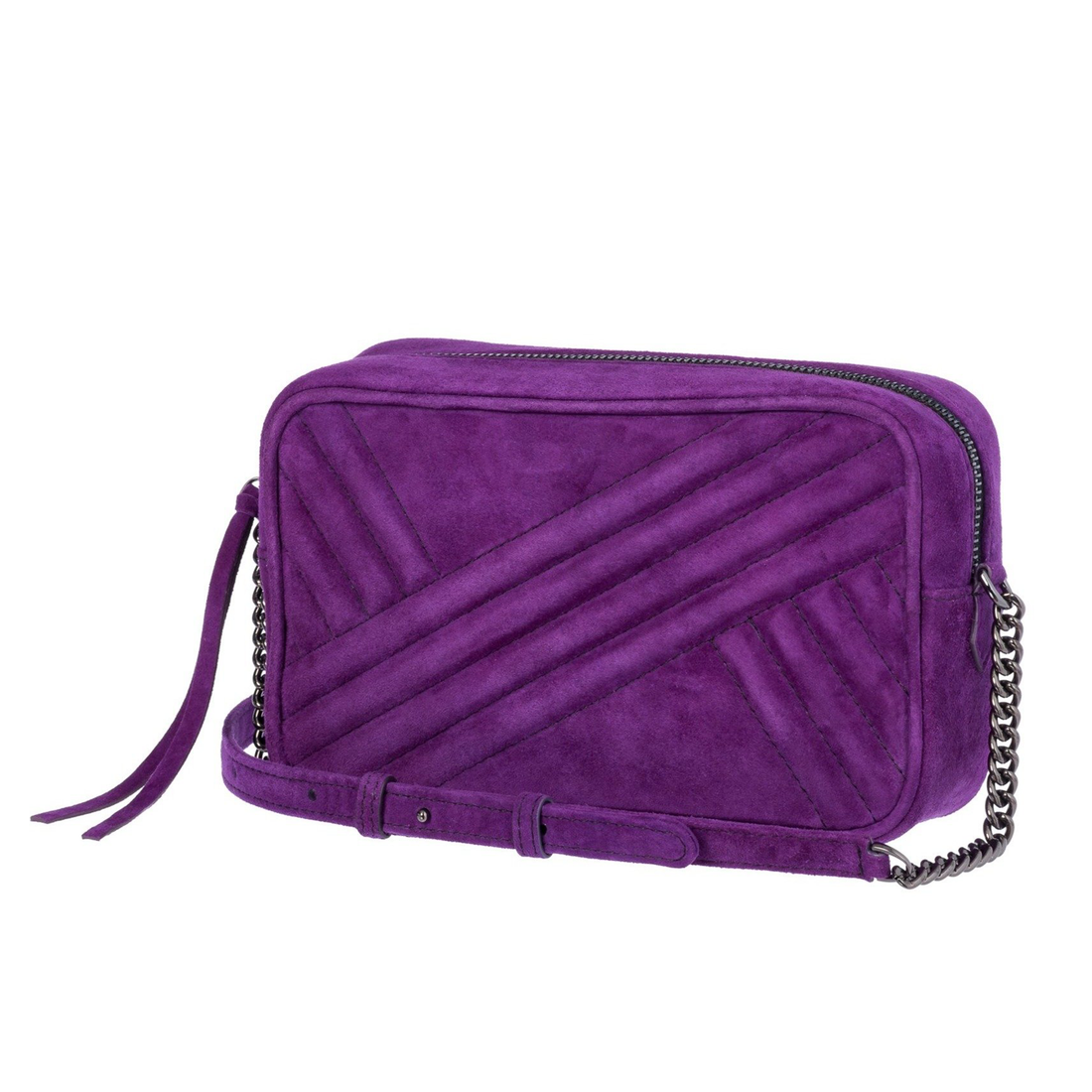 Handbag in Purple Suede Leather – Sazingg